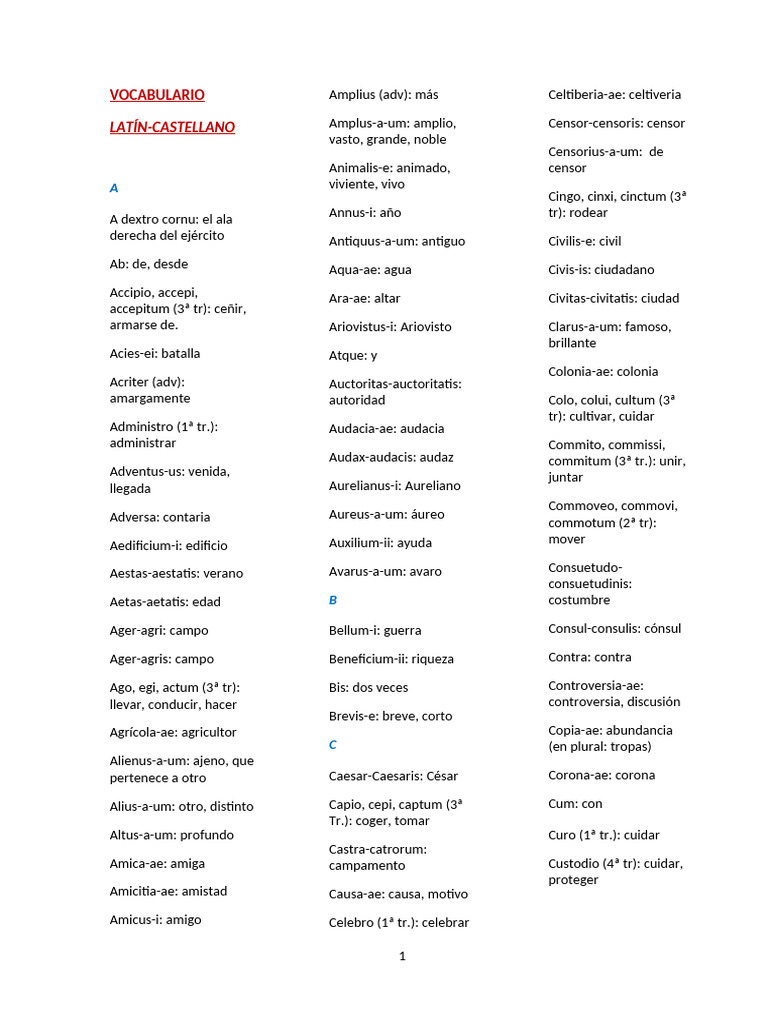 Vocabulario Latín-Castellano A-V | PDF | Arte | Historia