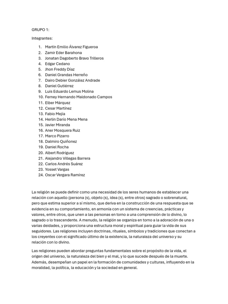 GRUPO 1 Definición de Religión | PDF