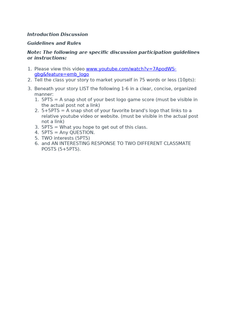 YouTube Discussion Participation Guidelines | PDF | Computers