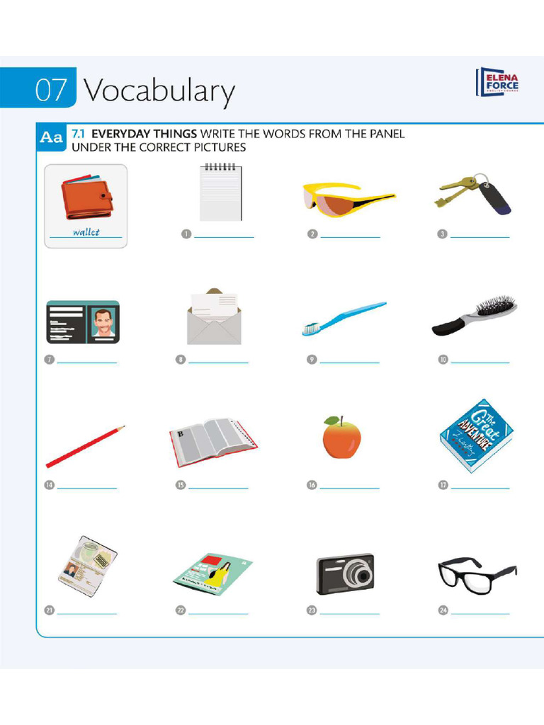 7) B. Level 1 Beginner_Vocabulary_Everyday Things | PDF