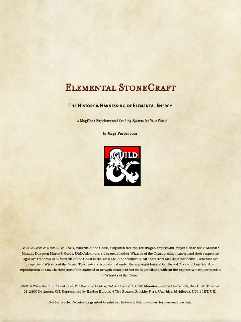 Elemental Stonecraft - GM Binder | PDF | Wizards Of The Coast | Dungeons & Dragons