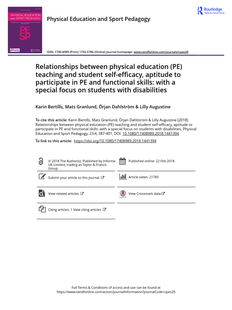 4.5.SUPLEMENTAR - Relationships Between Physical Education PE Teaching ...