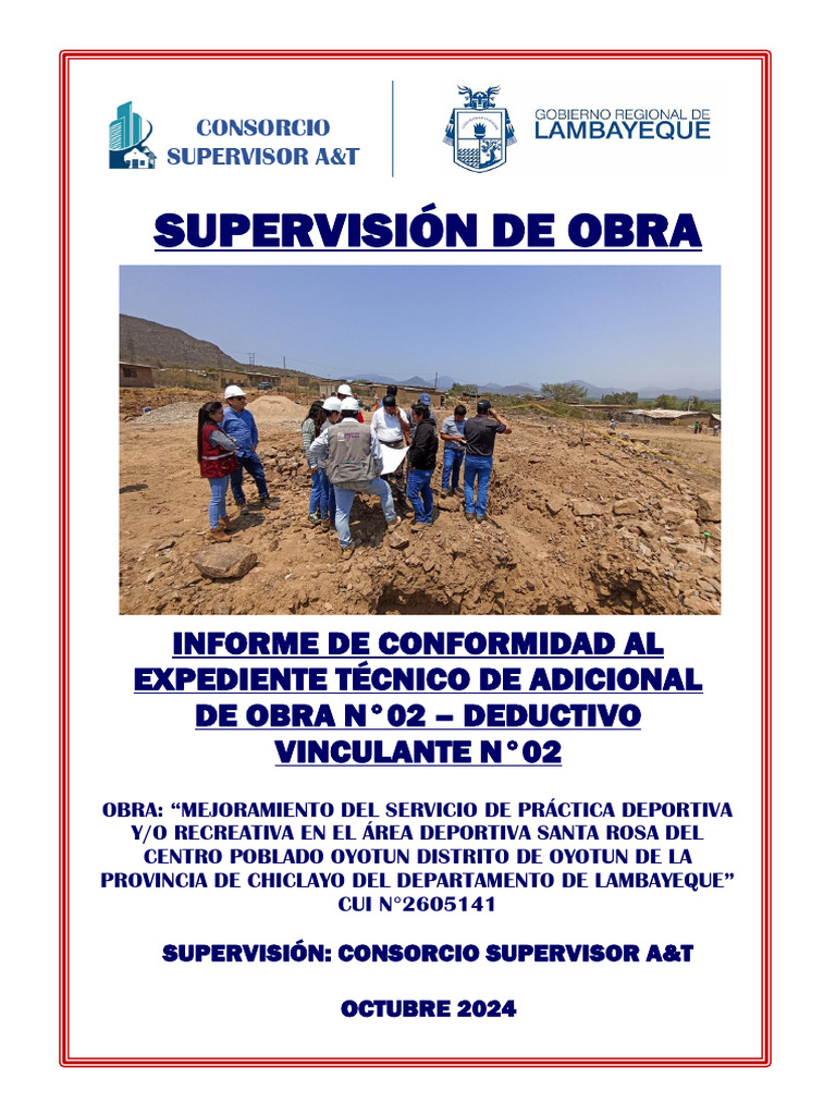 INFORME DE CONFORMIDAD DE ADICIONAL DE OBRA N°02 | PDF | Fundación (Ingeniería) | Presupuesto