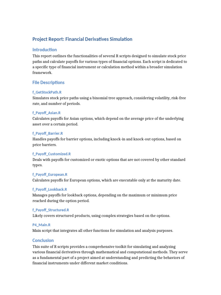 Financial Derivatives Project Report | PDF