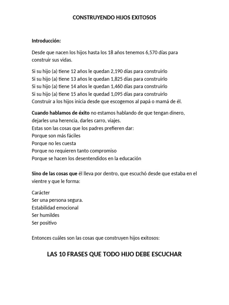 Construyendo Hijos Exitosos Pdf