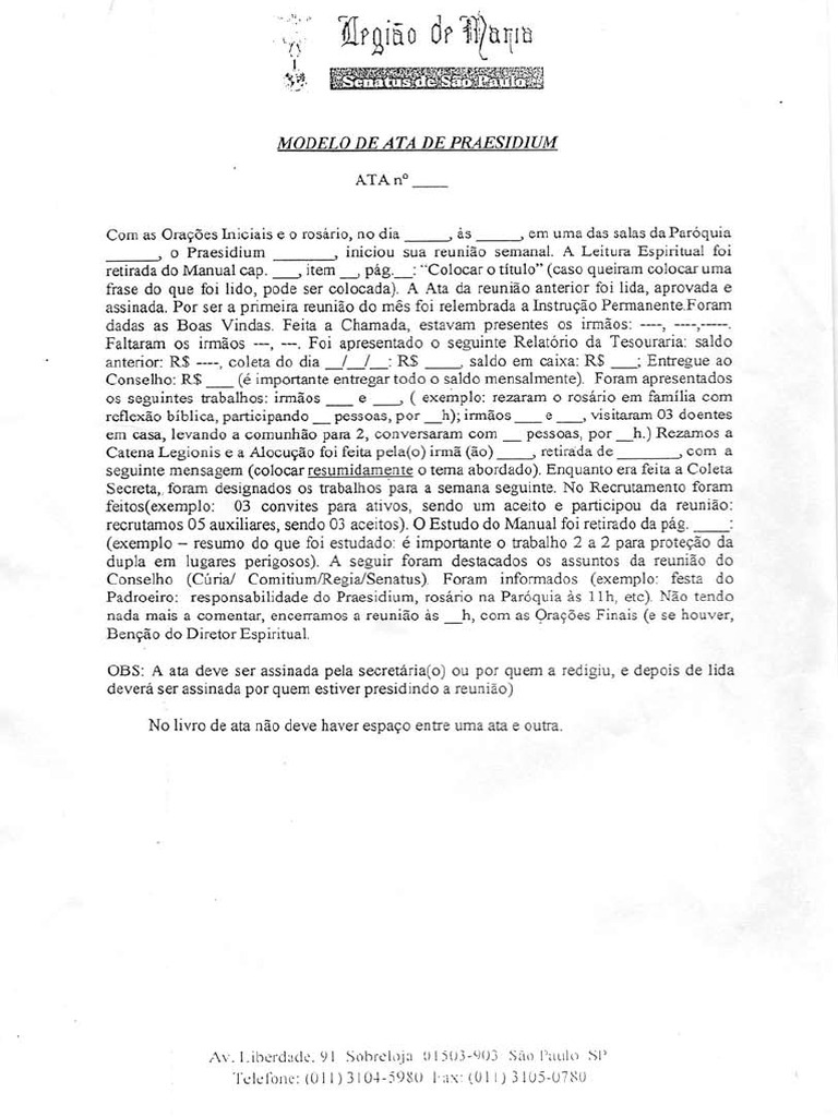 Modelo de Ata de Praesidium | PDF