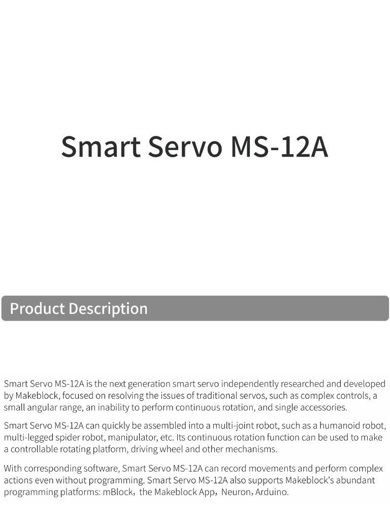 Makeblock Smart Servo Ms 12a CTH Datasheet | PDF