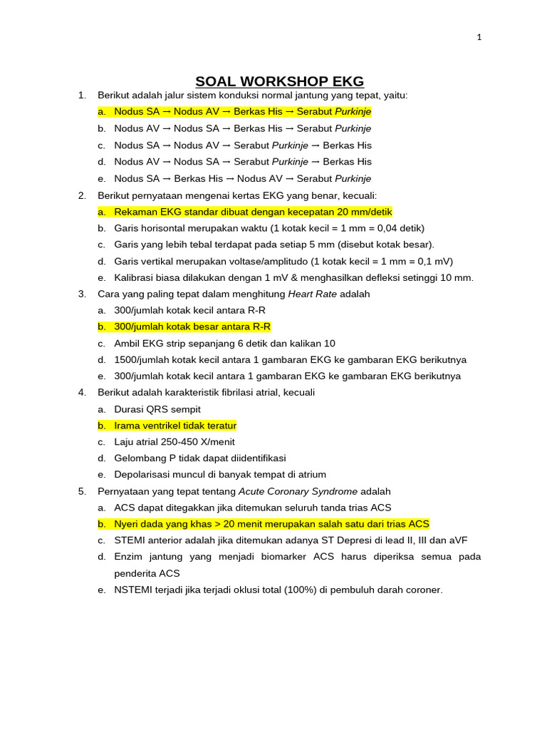Soal Workshop Ekg | PDF