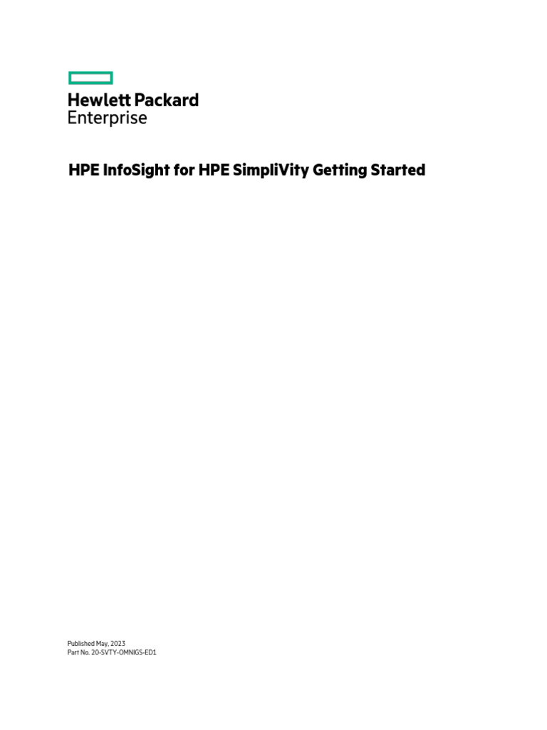 HPE - A00089726en - Us - HPE InfoSight For HPE SimpliVity Getting Started | PDF | Hyper V | Backup
