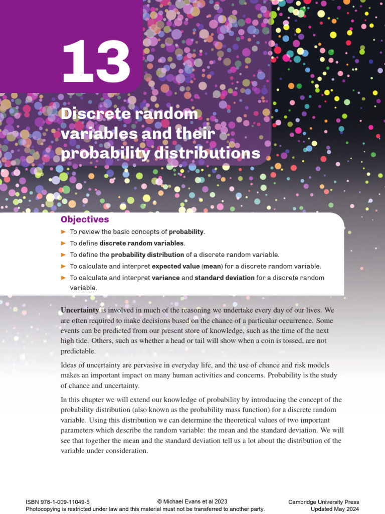 Chapter-13-Discrete-random-variables-and-their-probability-distributions | PDF | Probability ...