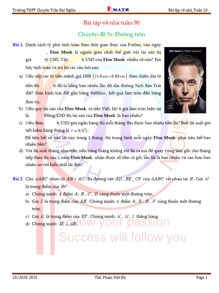 24 - Toán 9 - BTVN tuần 10 | PDF