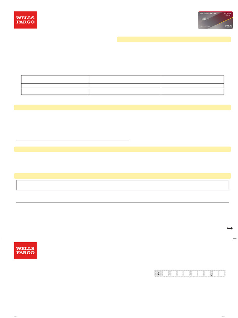 Wells Fargo Active Cash Visa Signature Card: Savings of | PDF | Credit ...