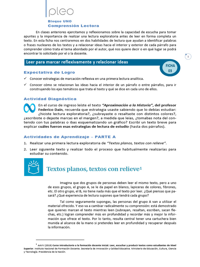 Ficha_03_-_Leer_para_marcar_y_relacionar_-_PARTE_A | PDF | Ciencia cognitiva