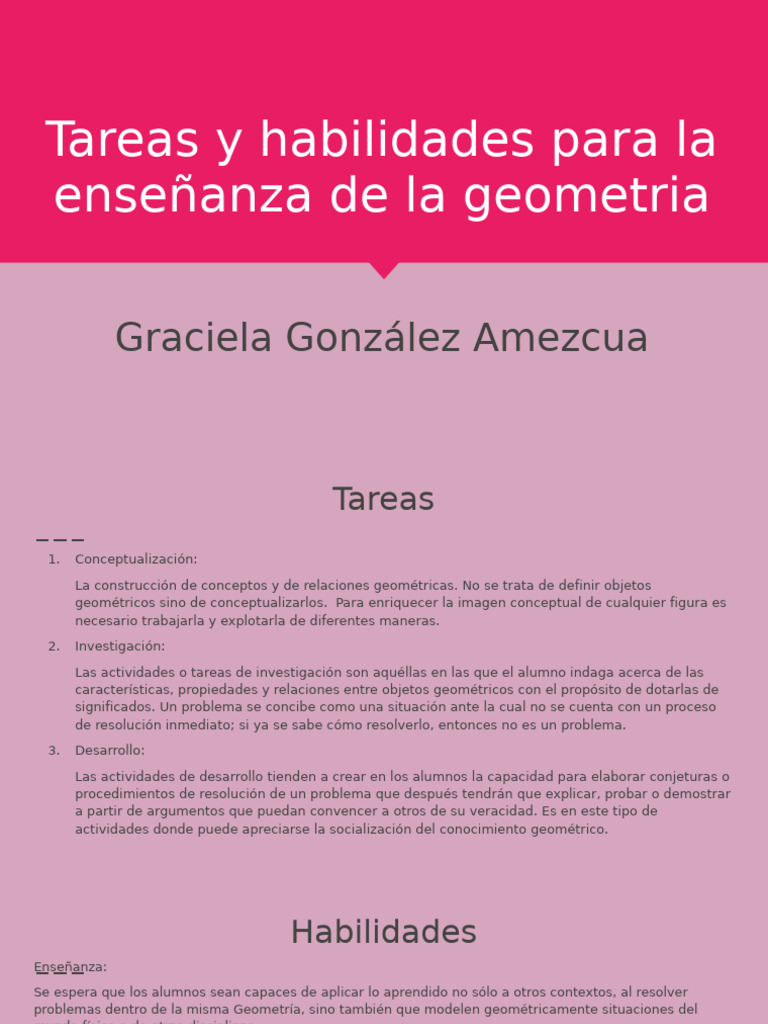 Tareas y Habilidades para La Enseñanza de La Geometria | PDF | Crecimiento personal y ...