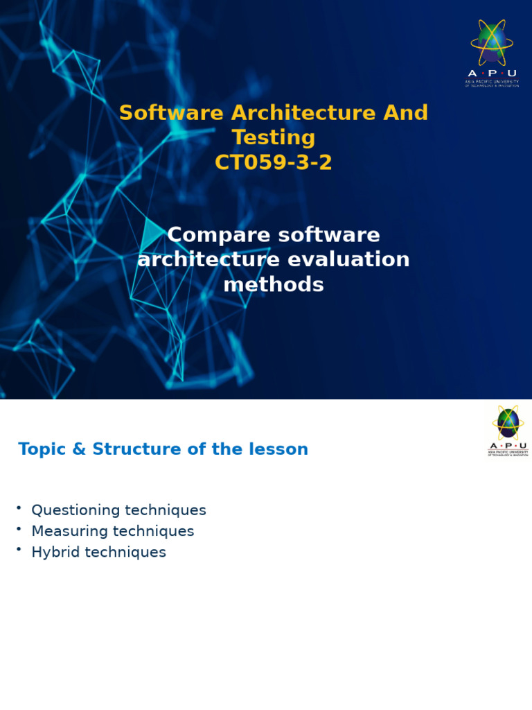 Week 11 Compare Software Architecture Evaluation Methods Pdf Risk Software Architecture