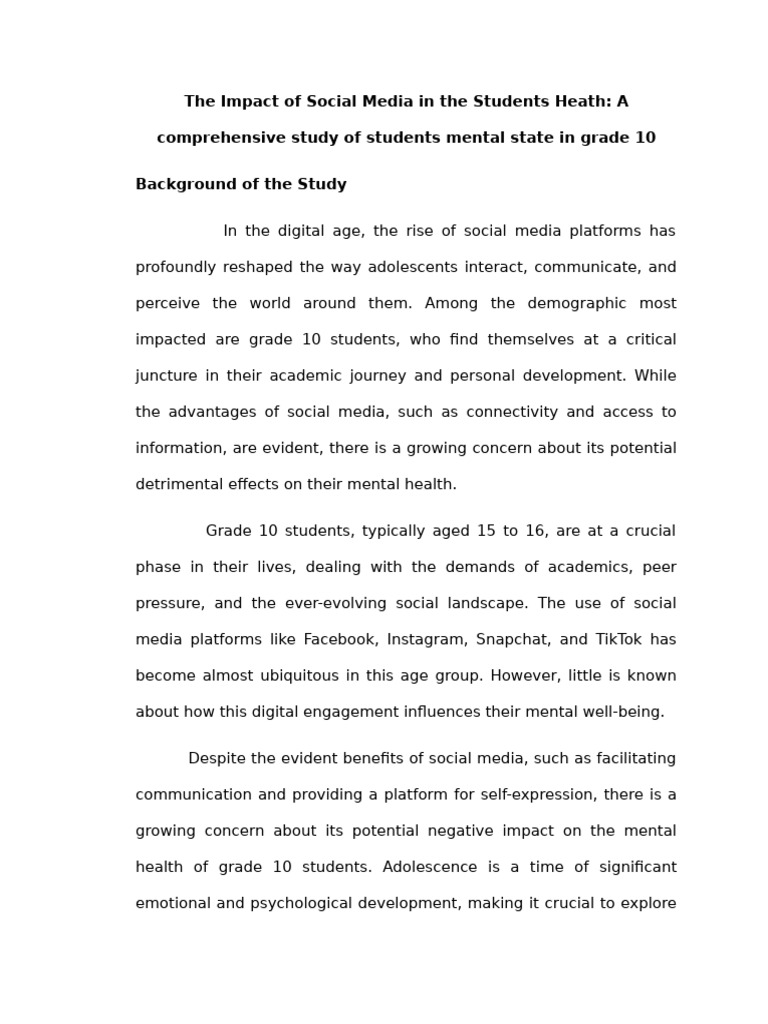 The Impact of Social Media in The Students Heath A Comprehensive Study ...
