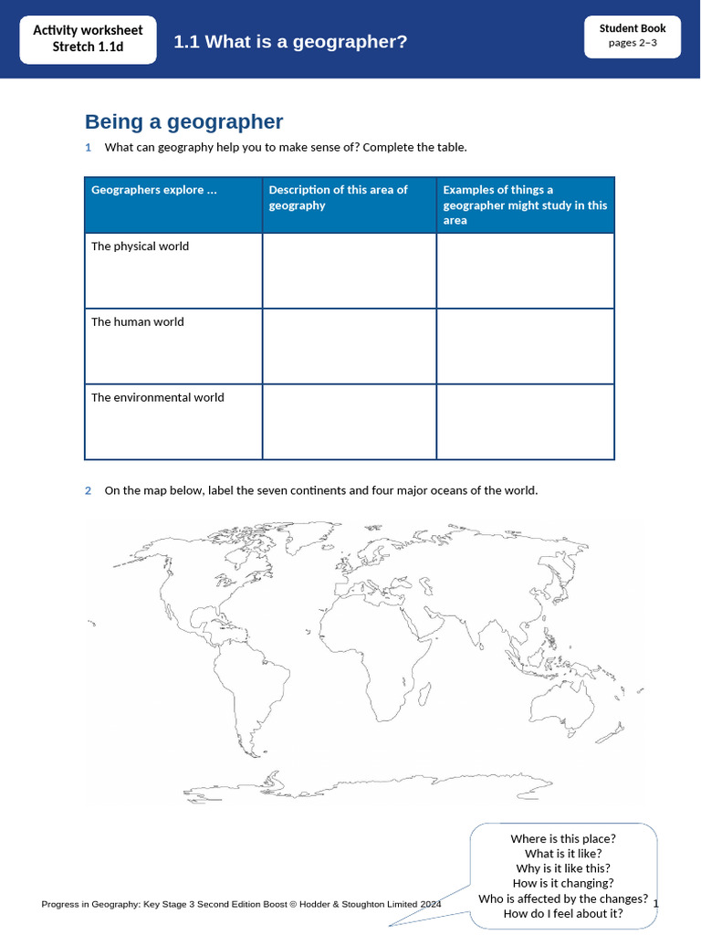 Activity Worksheet 1.1d | PDF | Geography | Science