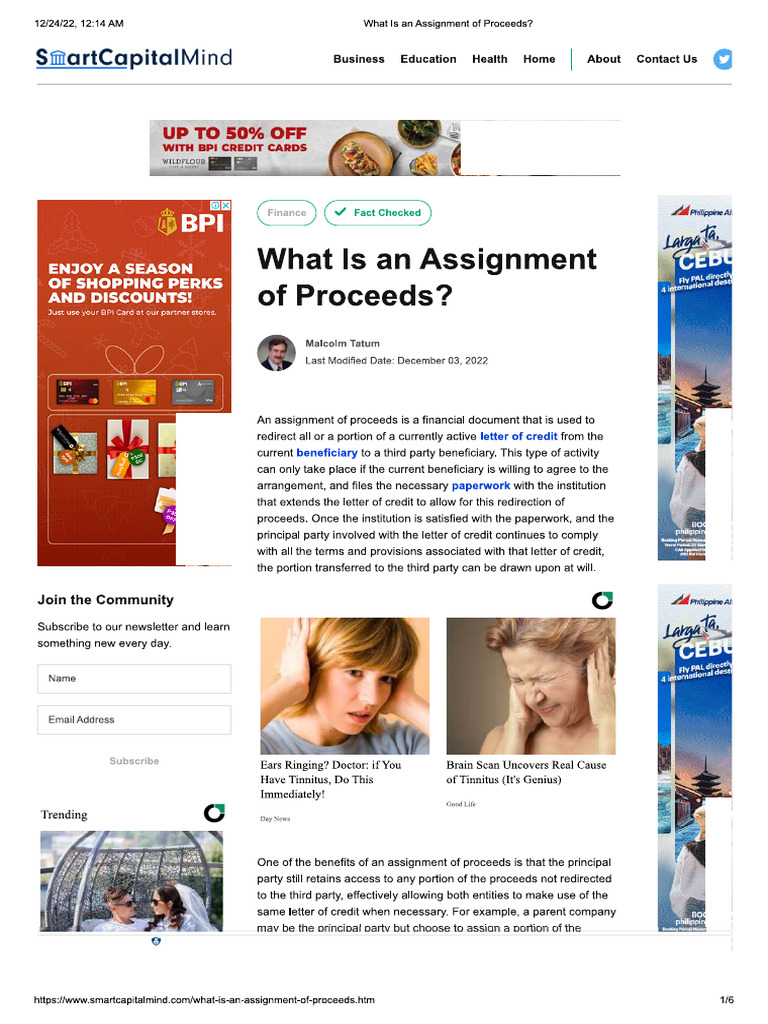 What Is An Assignment of Proceeds | PDF