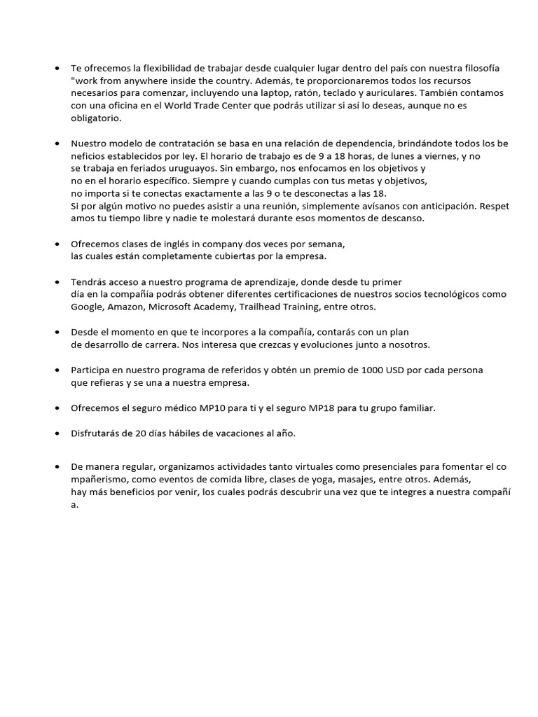 Trabajo Remoto y Beneficios en Uruguay | PDF | Crecimiento personal y ...