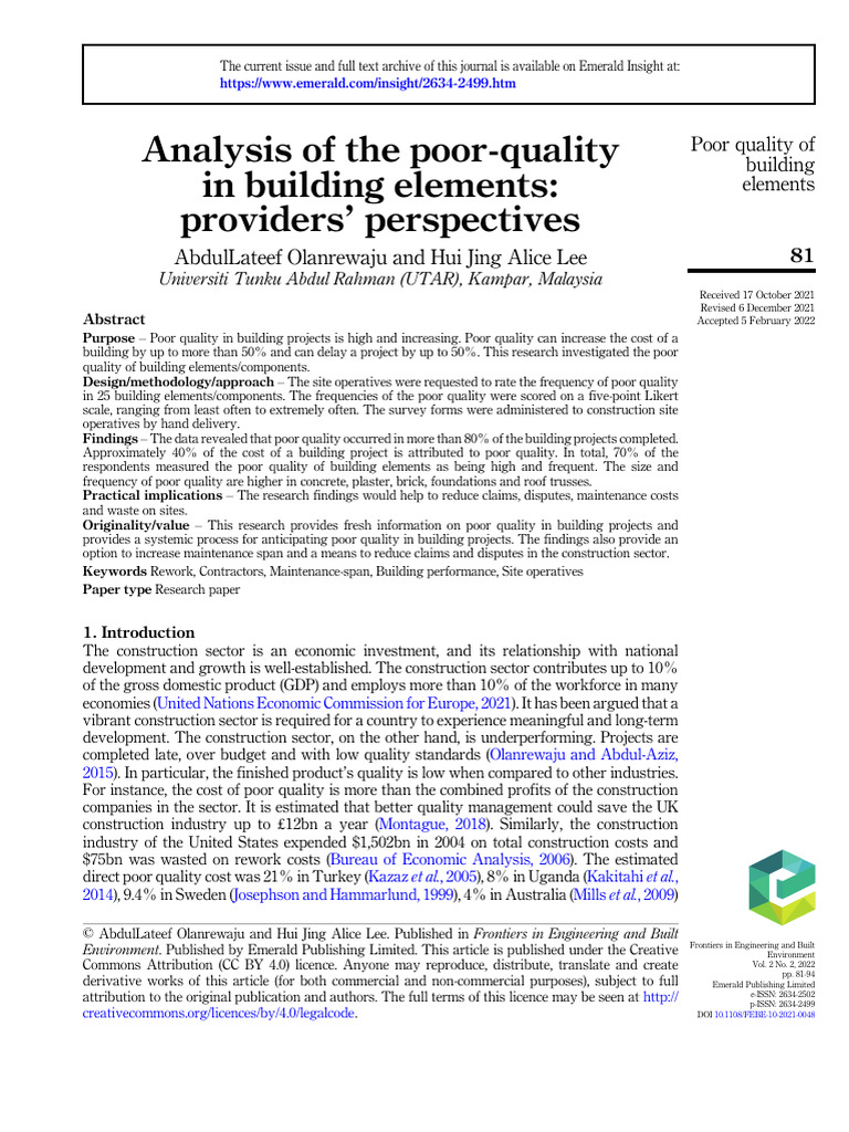 Construction Quality Challenges | PDF | Survey Methodology | Questionnaire
