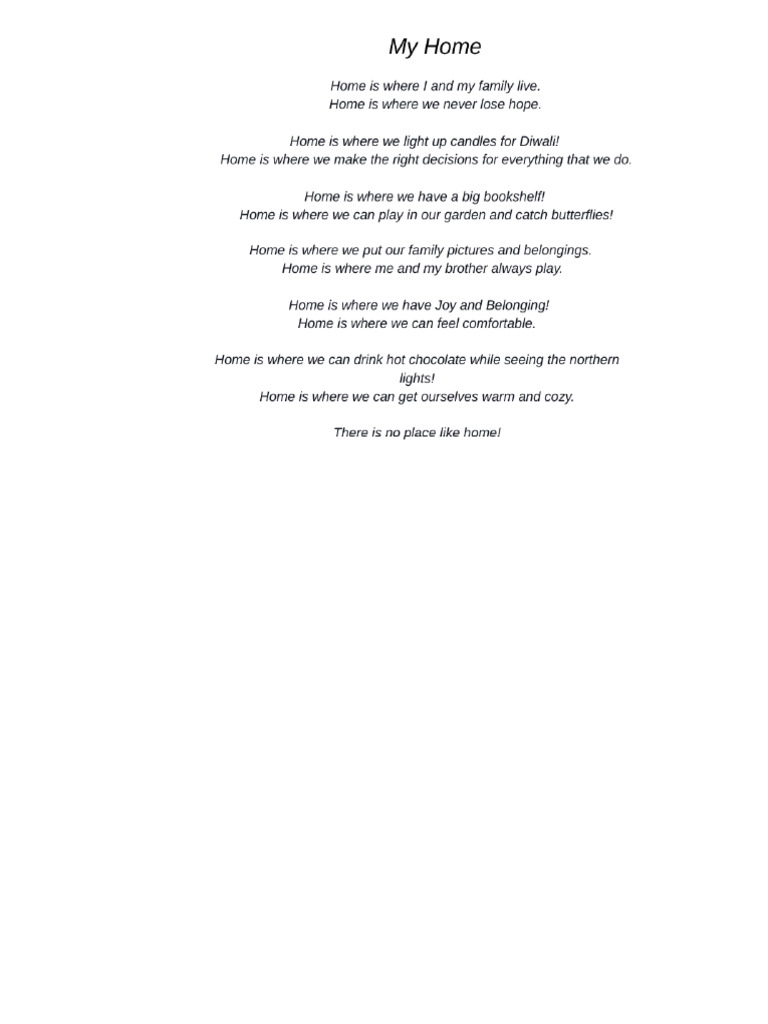 Meaning of Home (Poem) | PDF