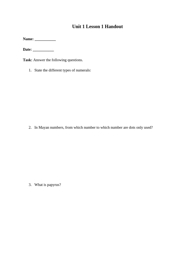 Unit 1 Lesson 1 Worksheet | PDF | Teaching Methods & Materials
