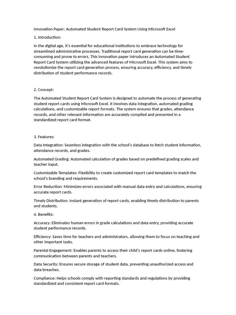 Automated Student Report Cards in Excel | PDF | Automation | Databases