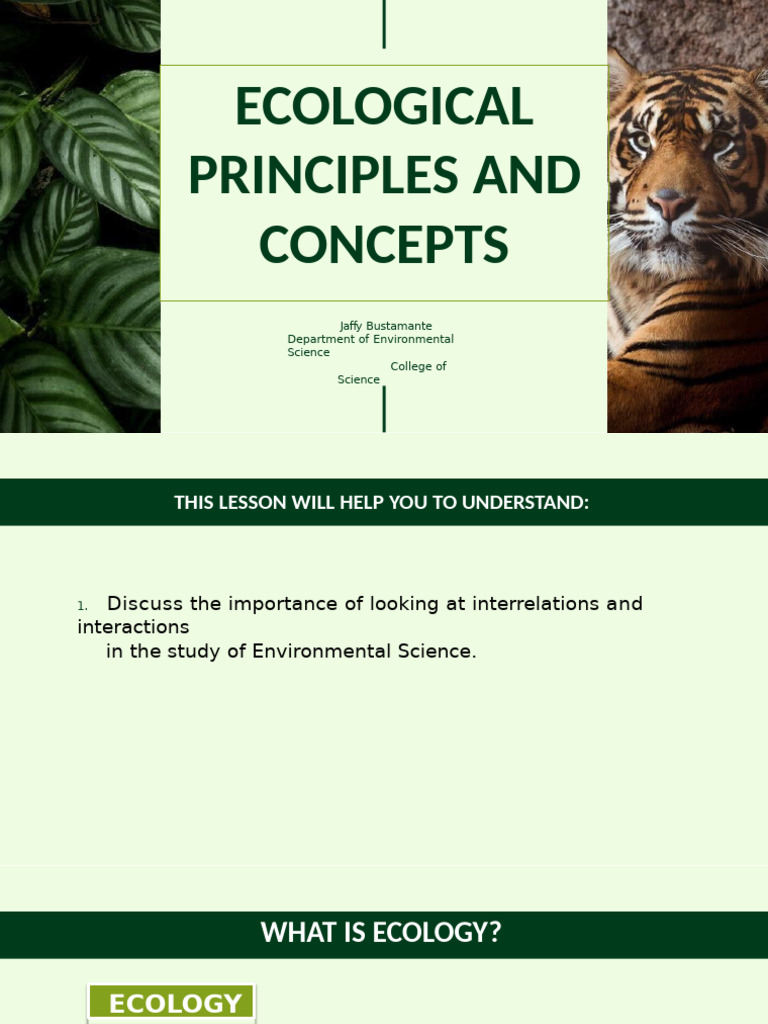 Lesson 2 - Ecological Principles and Concepts | PDF | Food Web | Ecosystem