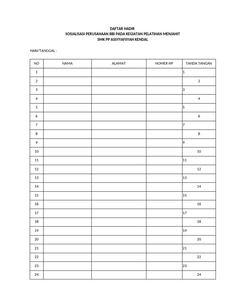 DAFTAR HADIR Pengambilan Rapot | PDF