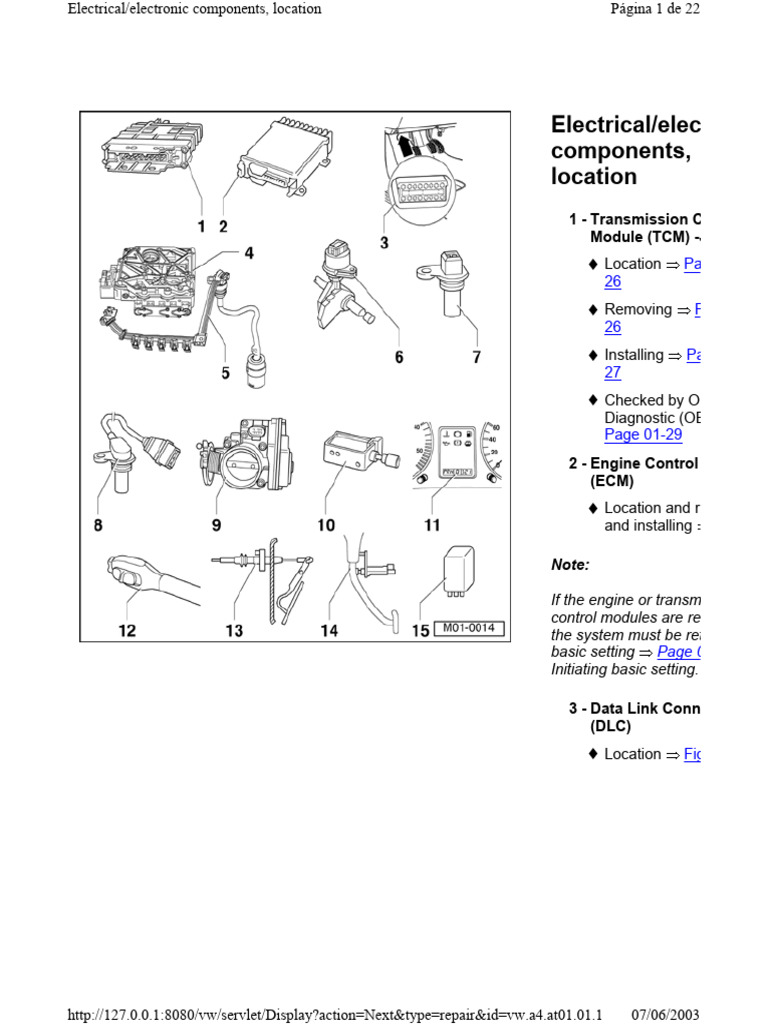 01M COMPONENT LOCATOR | PDF | Throttle | Manual Transmission