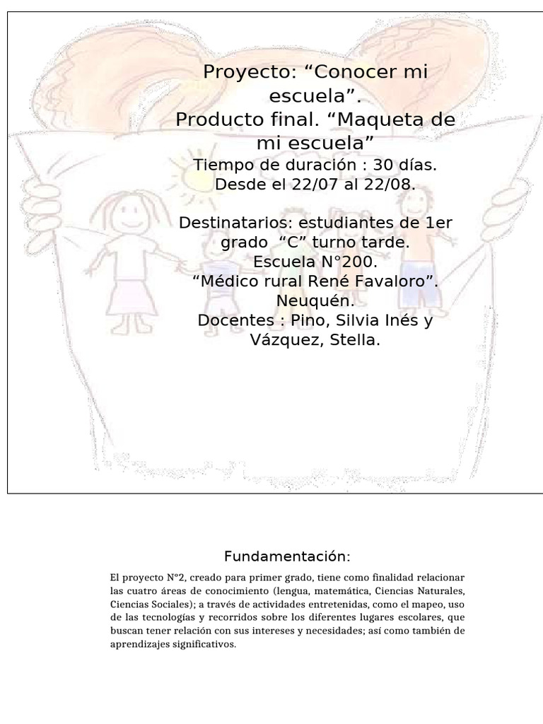 Proyecto "Conocer mi Escuela": Maqueta Escolar | PDF | Escuelas