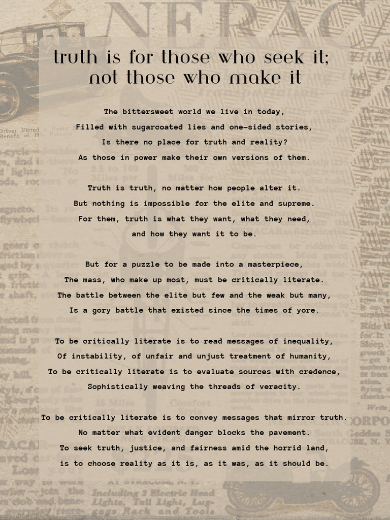 Critical Literacy Poem | PDF