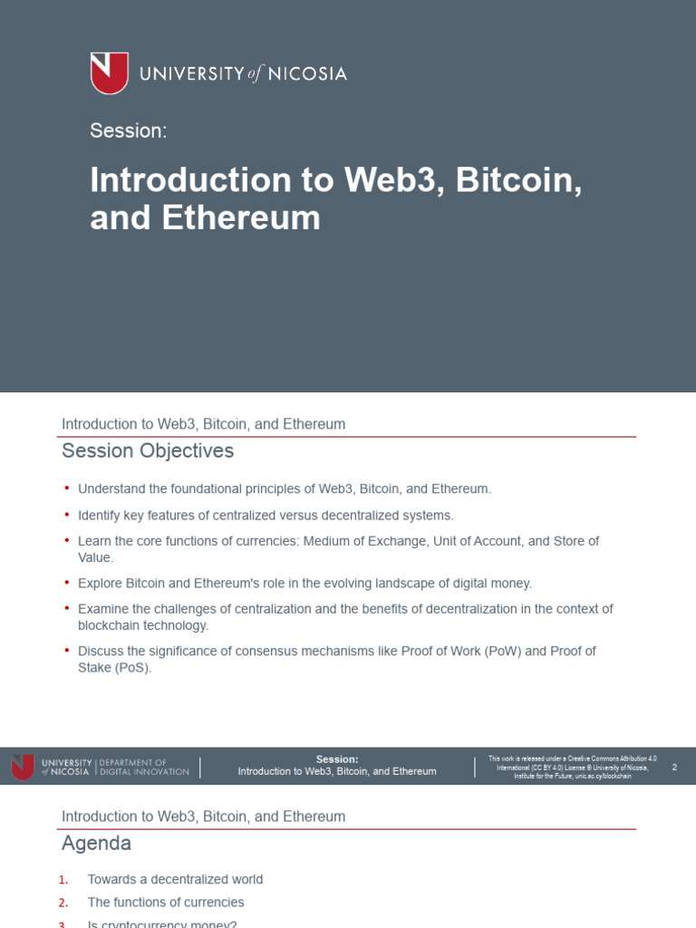 W1 Web3 22 f24 Presentation | PDF | Cryptocurrency | Bitcoin