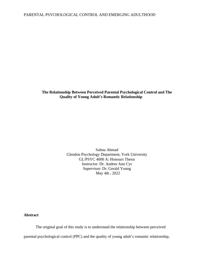 Thesis | PDF | Attachment Theory | Intimate Relationships