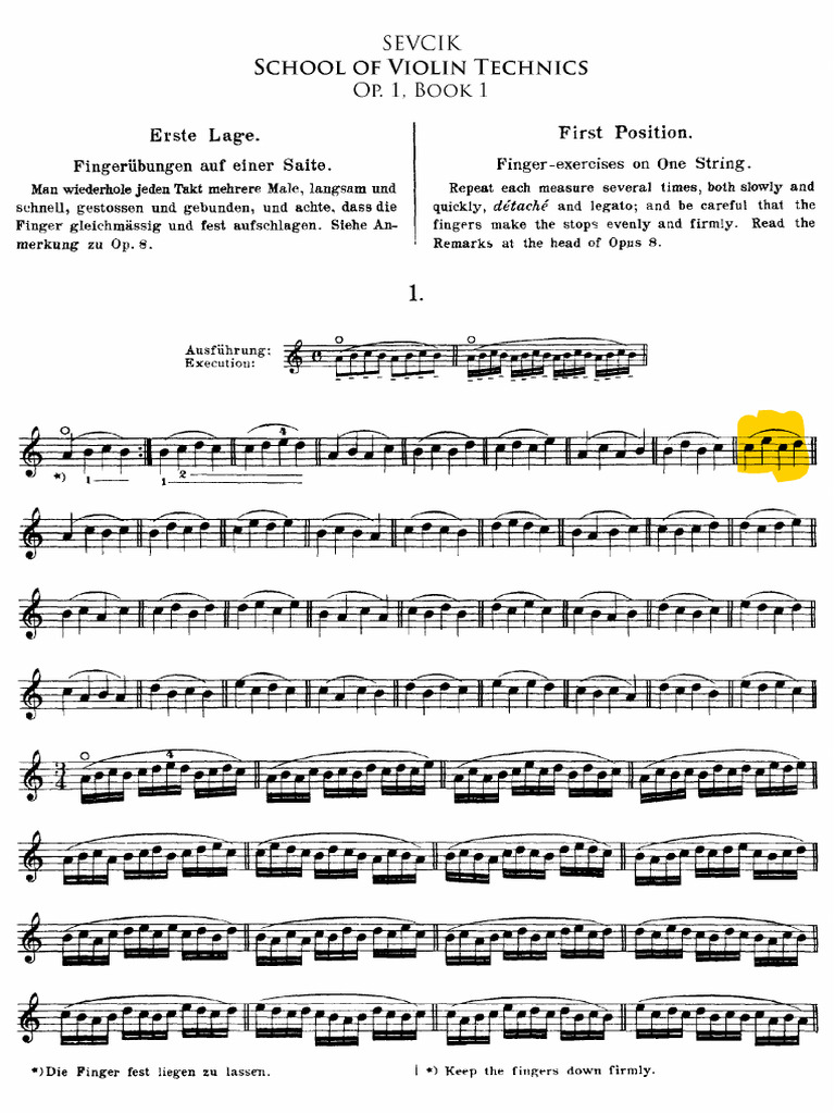 Otakar Ševčík Sevick School of Violin Technique Op.1 Book1 For Violin | PDF