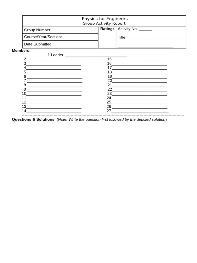 PFE Group Activity Report Template | PDF