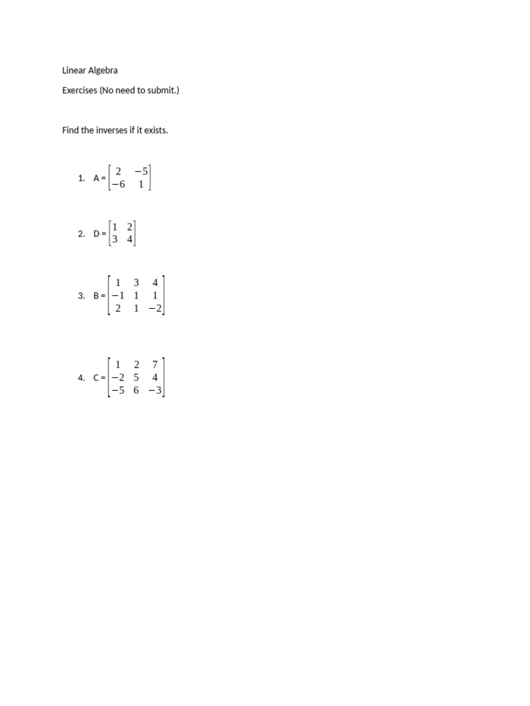 Linear Exercises 1 | PDF