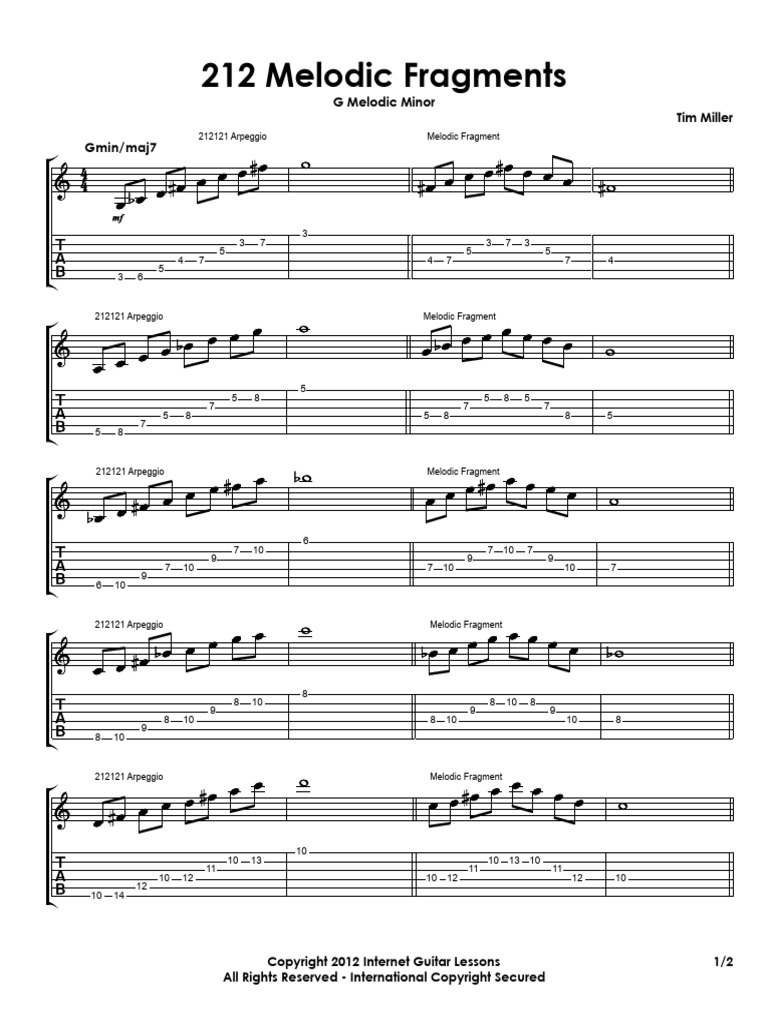 212 Melodic Fragments Chart | PDF | Elements Of Music | Music Theory