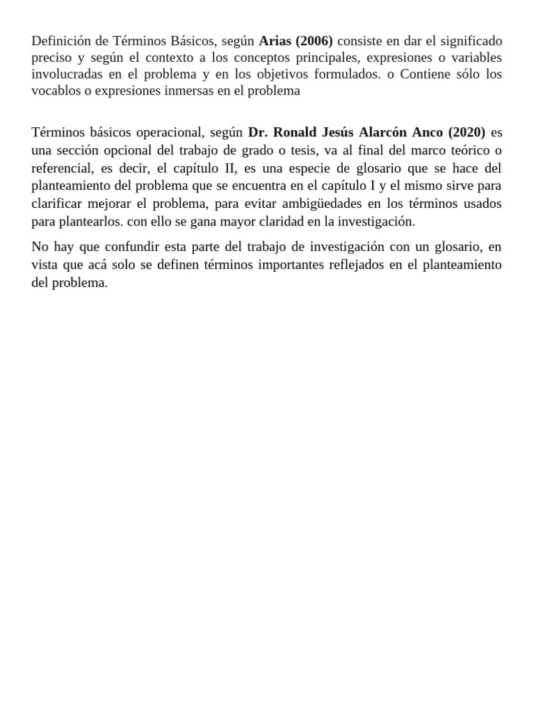 Definición de Términos Básicos en Tesis | PDF