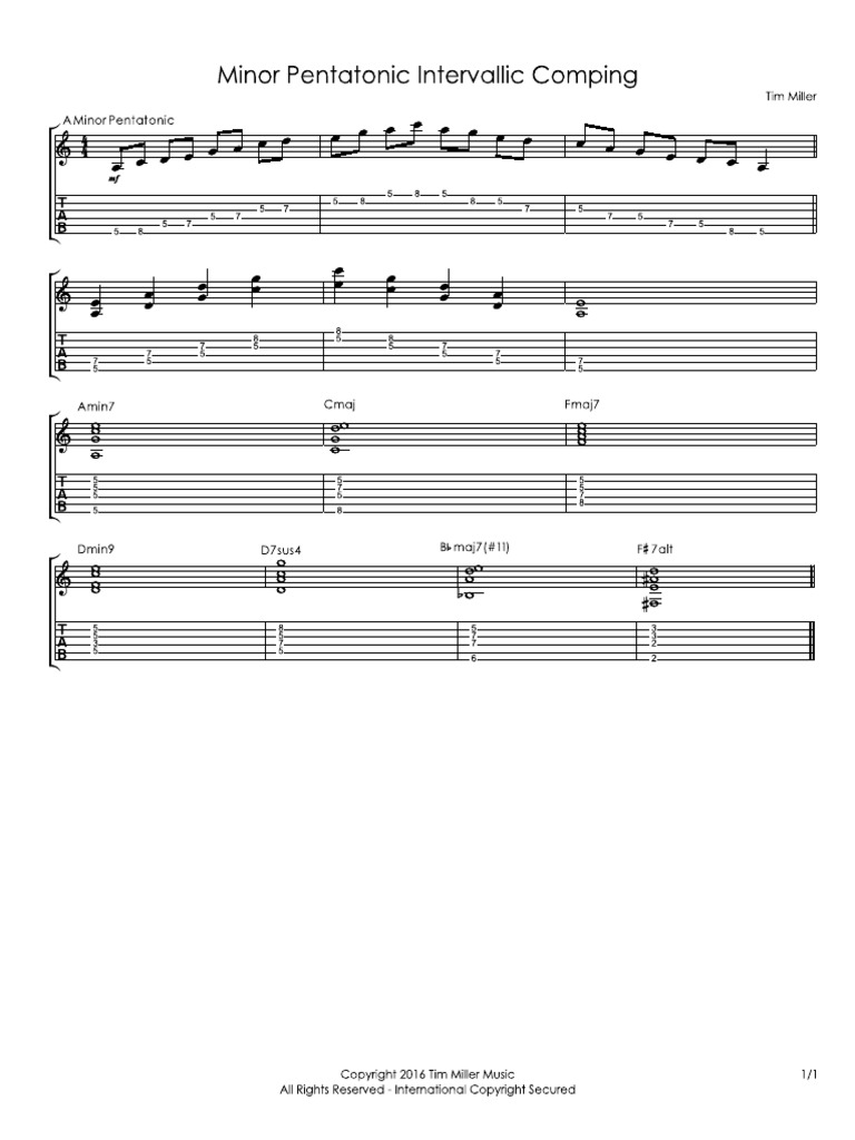 10 Minor Pentatonic Intervallic Comping Chart | PDF