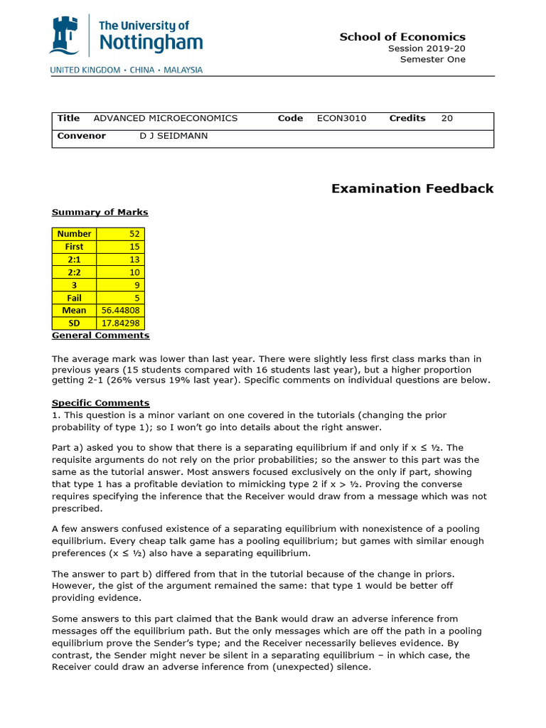 2019:20 Micro MS | PDF | Risk Aversion | Economies