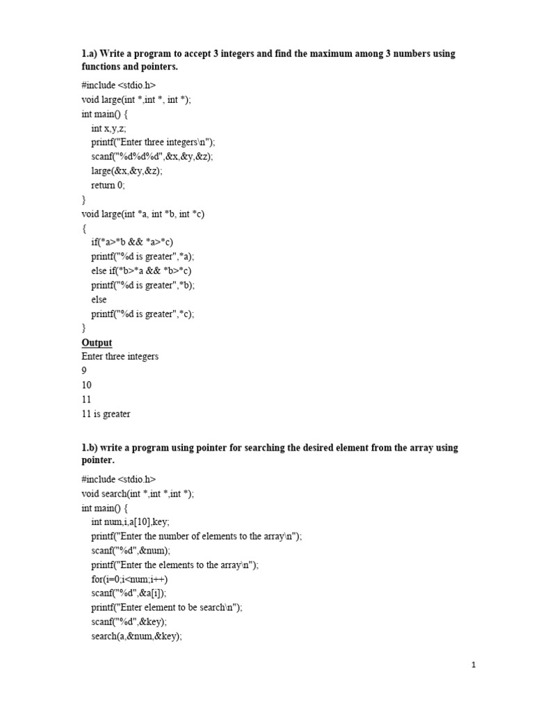 1a B C Lab Program Solution Pdf Pointer Computer Programming 0492