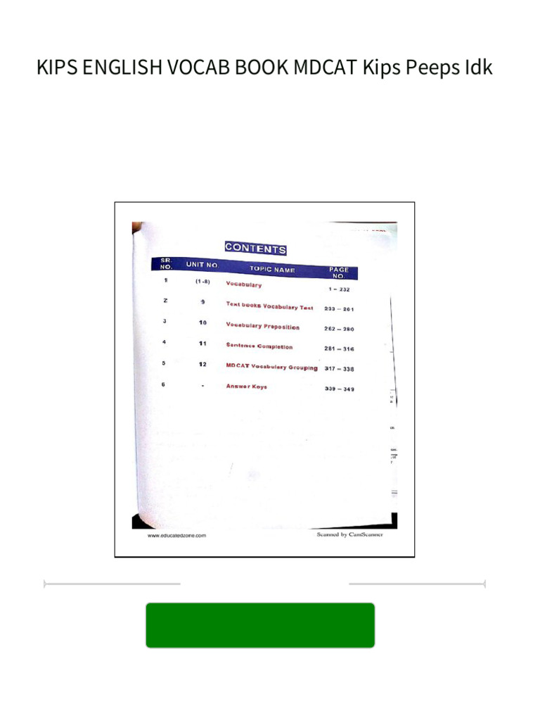 PDF KIPS ENGLISH VOCAB BOOK MDCAT Kips Peeps Idk Download | PDF ...