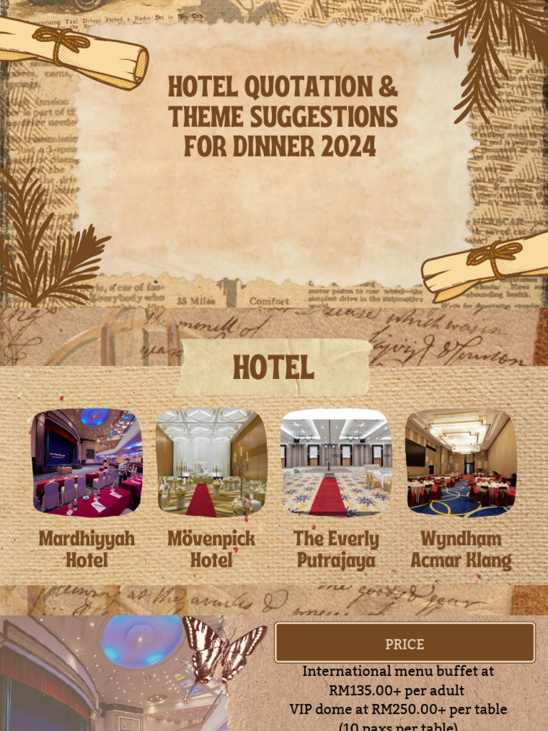 Hotel Quotation & Theme Suggestions For Dinner 2024 | PDF | Salad ...