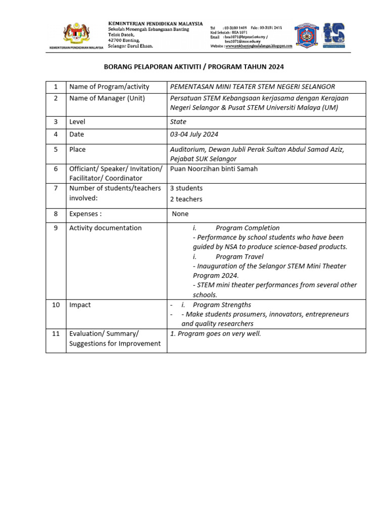 Document Suk Mini Teater Stem | PDF