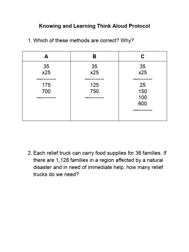 Knowing and Learning Think Aloud Protocol - v2-1 | PDF