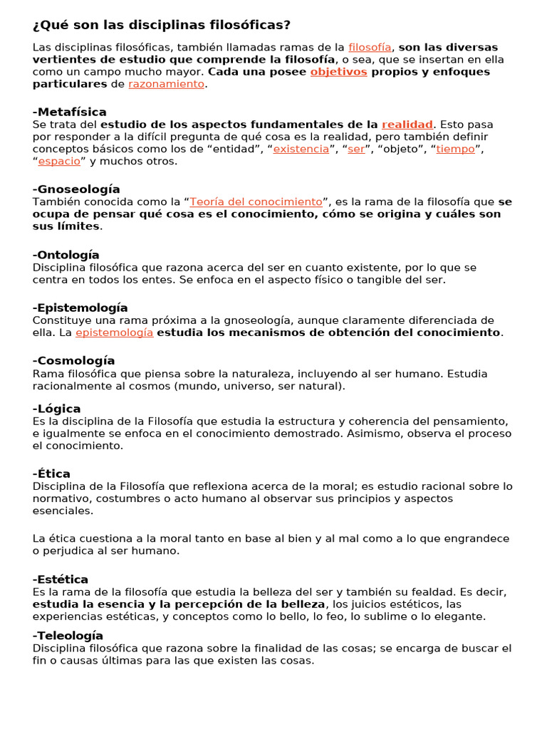 Disciplinas Filosoficas | PDF | Conocimiento | Pensamiento