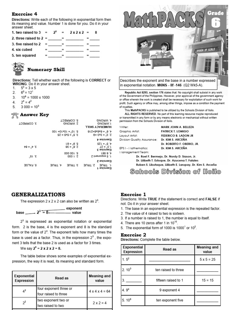 Grade 6_Q2_W5_A-C | PDF | Exponentiation | Numbers