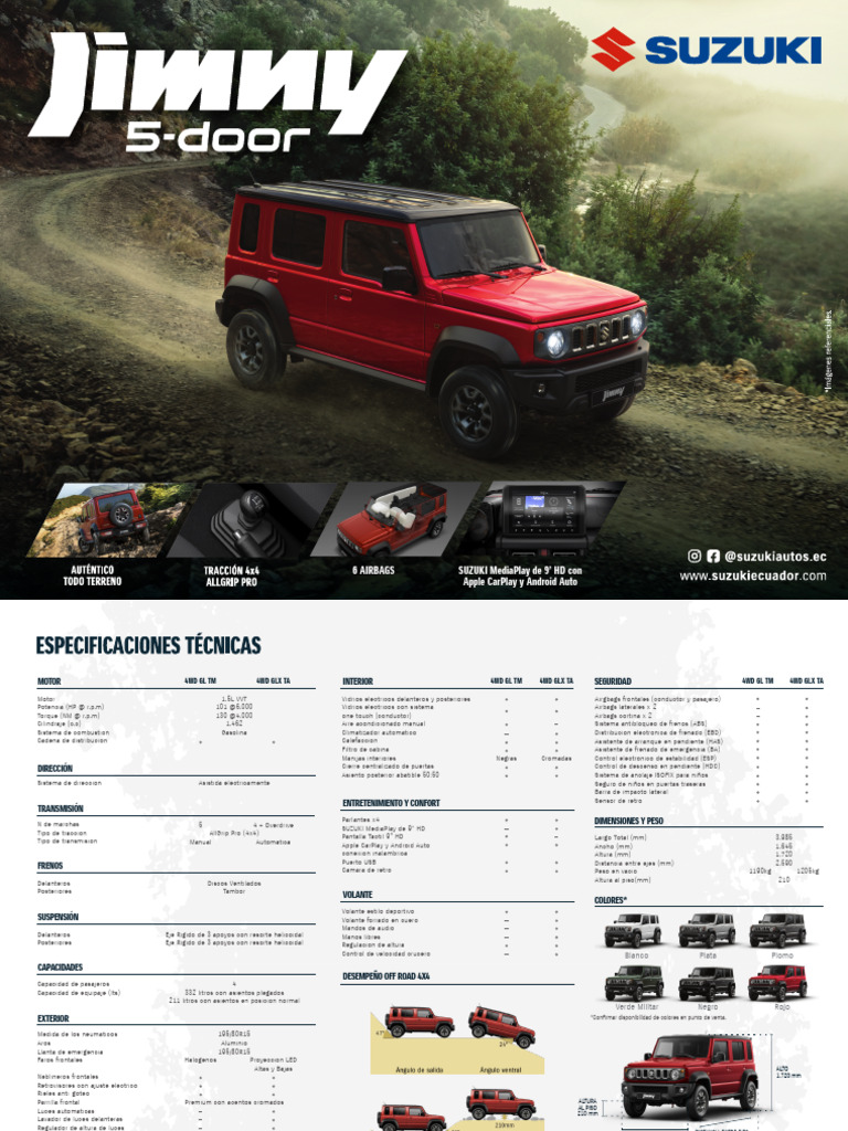 SZK JIMNY 5Doors Ficha-Tecnica280324 | PDF | Tracción en las cuatro ruedas | Airbag