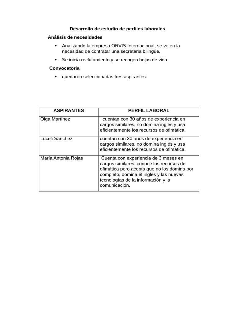 Desarrollo de Estudio de Perfiles Laborales | PDF